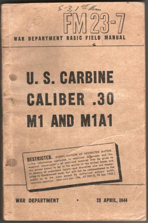Various M1 Carbine Manuals For Sale - Collectors Market Board ...