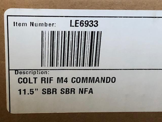 WTS: New - COLT model "M4 Commando" LE 6933, SBR, Form 3 - NFA Market ...