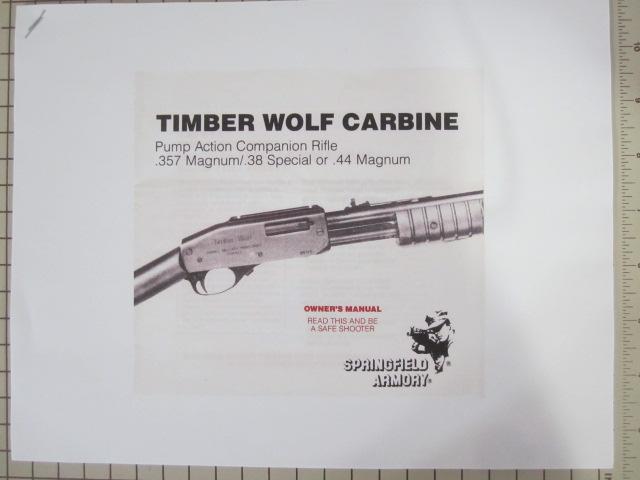 SOLD: RARE SPRINGFIELD ARMORY TIMBER WOLF CARBINE PUMP ACTION RIFLE ...