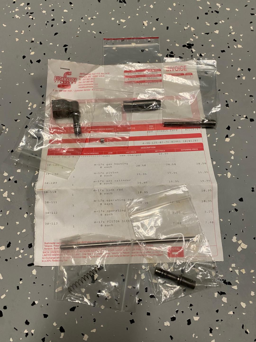 (Reduced) WTS Bushmaster M17S Bullpup Gas System NOS Parts (Reduced ...