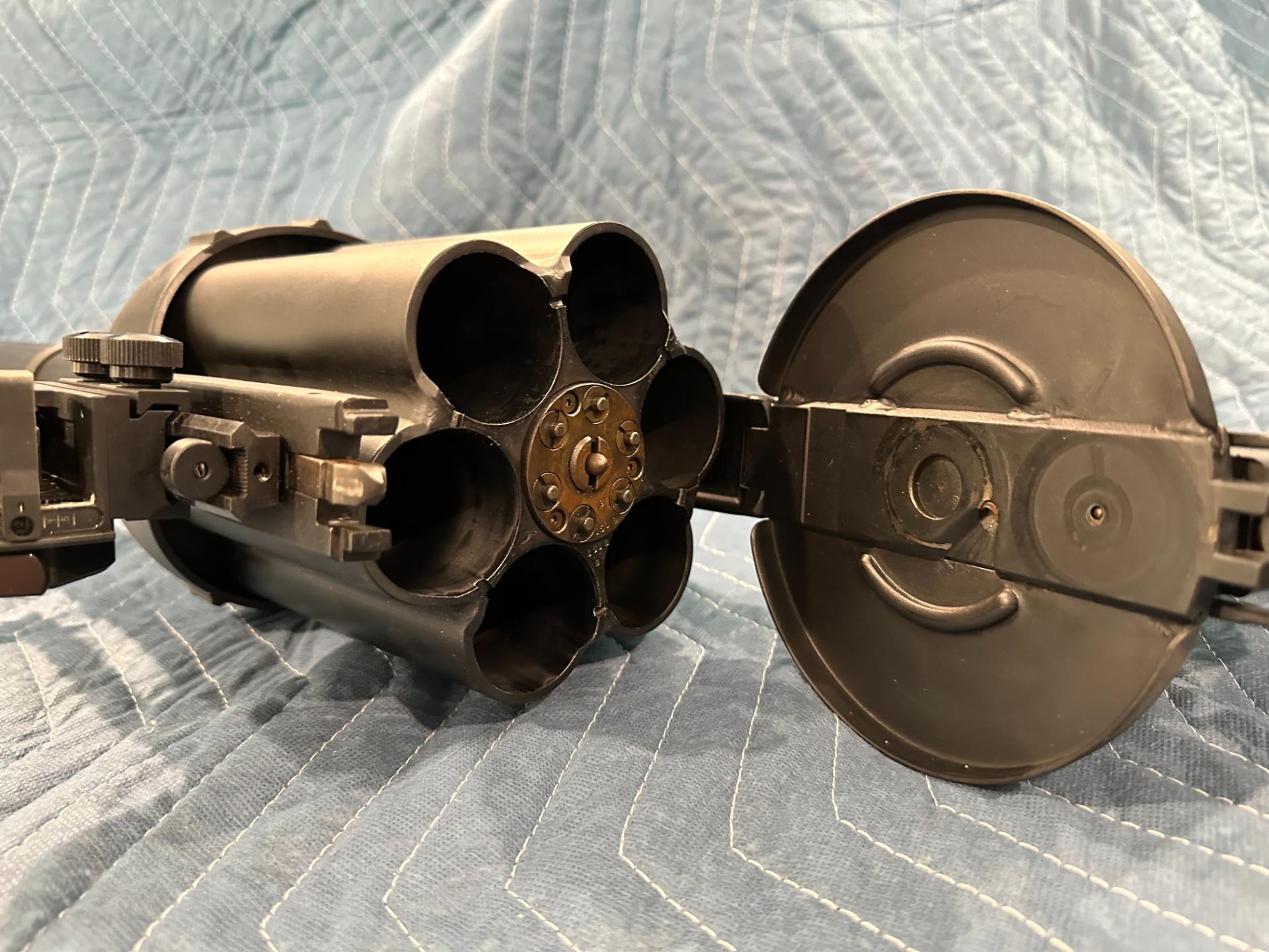 SOLD - Penn Arms 40MM spring-advance magazine drum launcher with a six ...