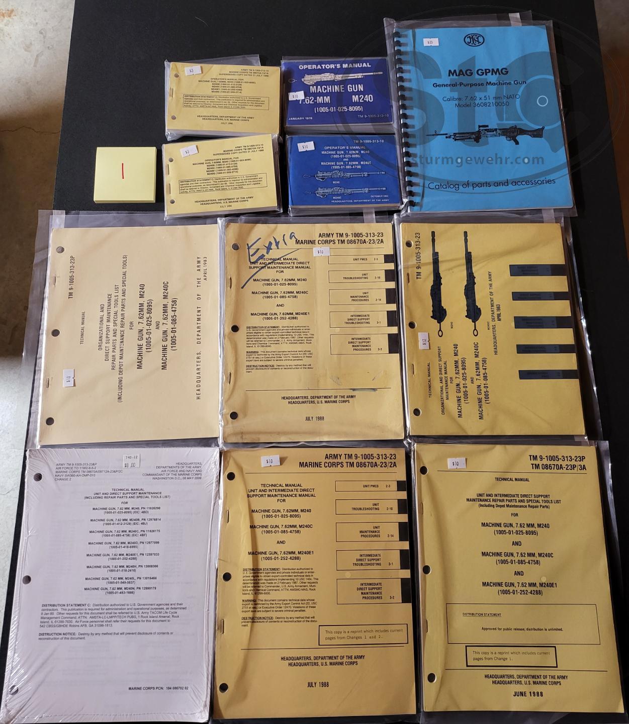 WTS: M249 M240 50 cal M60 Swedish K Humvee 1919 MK19 Misc Tech Manuals ...