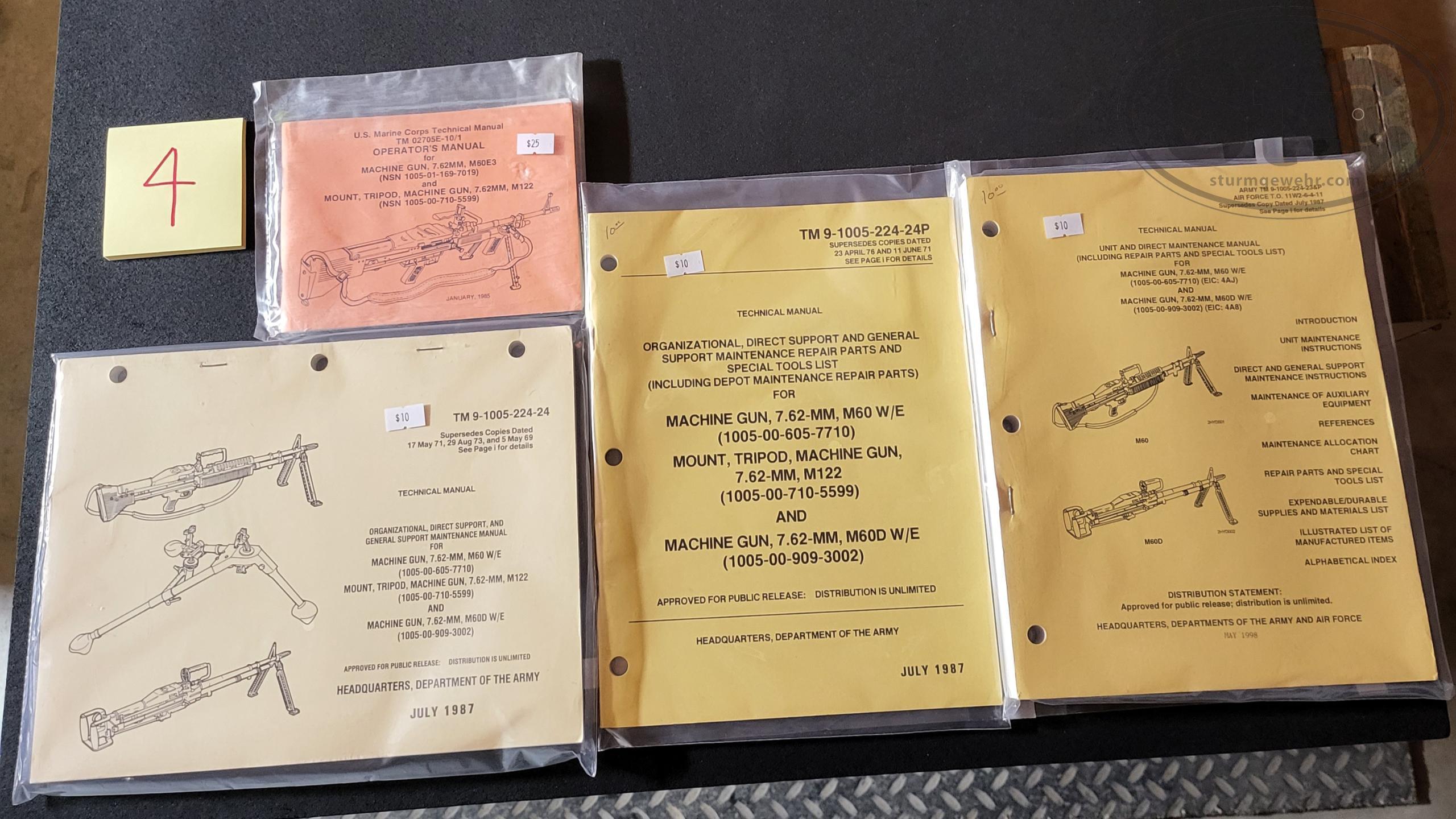 WTS: M249 M240 50 cal M60 Swedish K Humvee 1919 MK19 Misc Tech Manuals ...