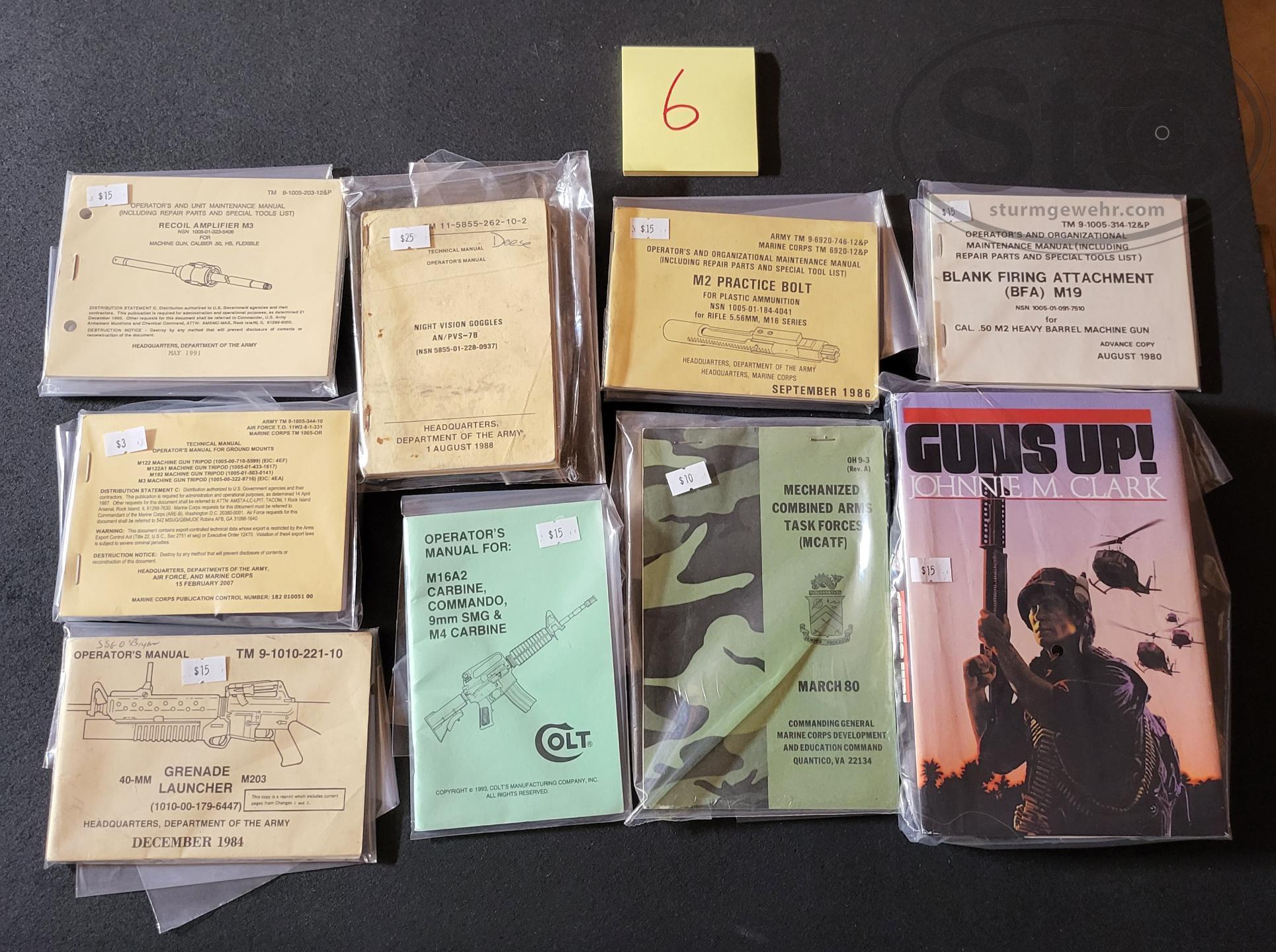 WTS: M249 M240 50 cal M60 Swedish K Humvee 1919 MK19 Misc Tech Manuals ...