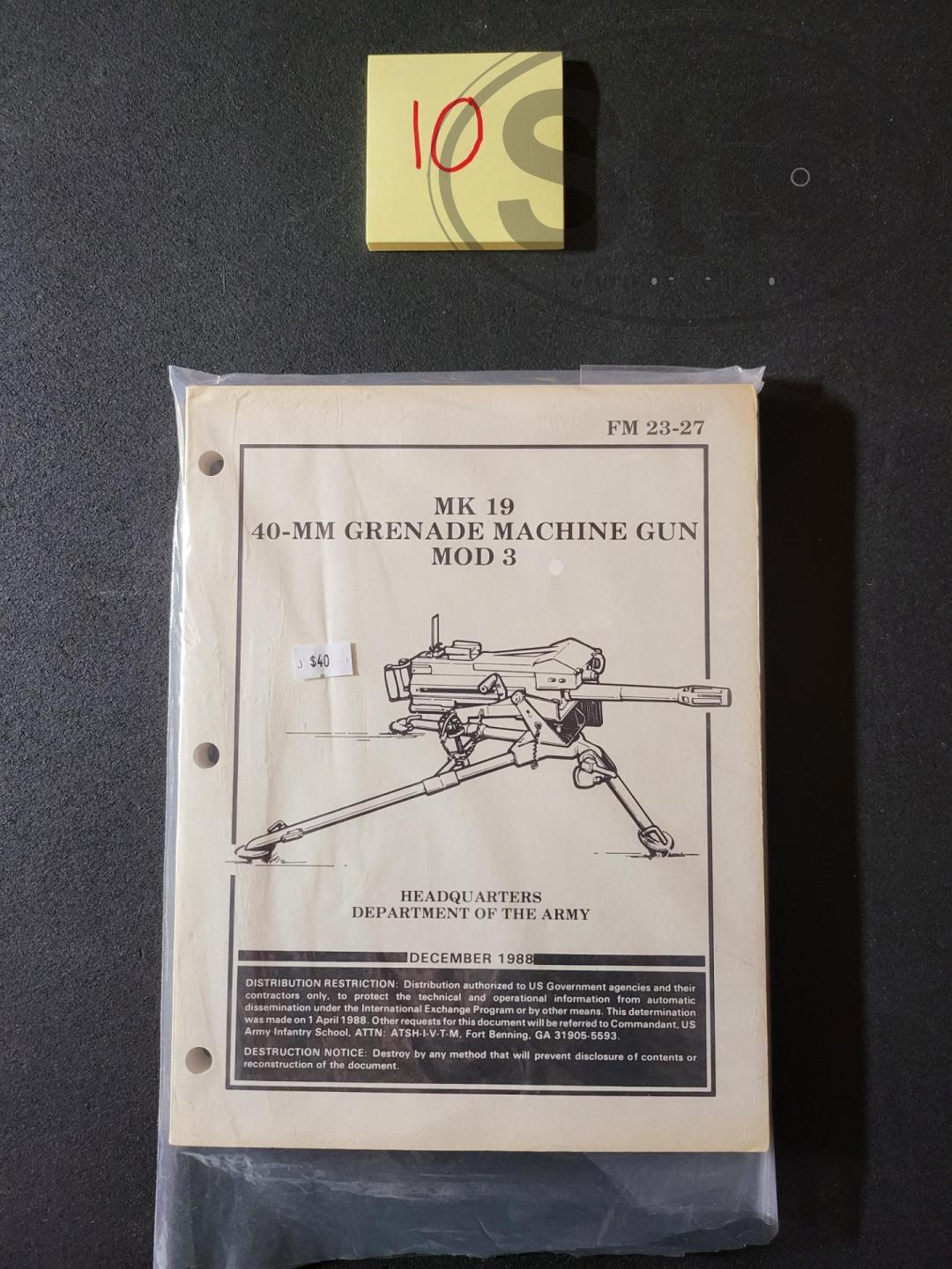 WTS: M249 M240 50 cal M60 Swedish K Humvee 1919 MK19 Misc Tech Manuals ...