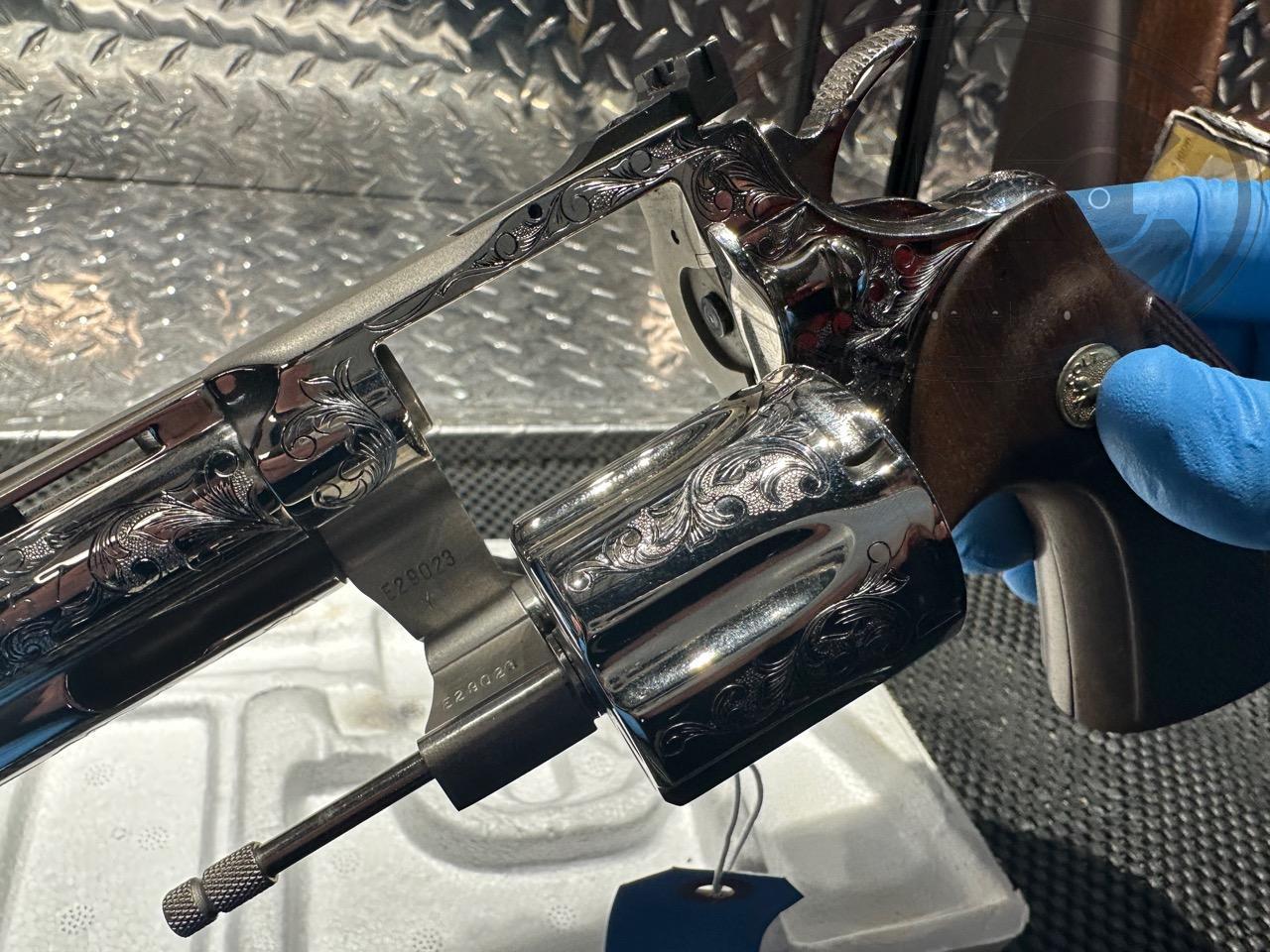 USED COLT PYTHON, FACTORY ENGRAVED, NICKEL FINISH, 6”, LIKE NEW IN BOX ...