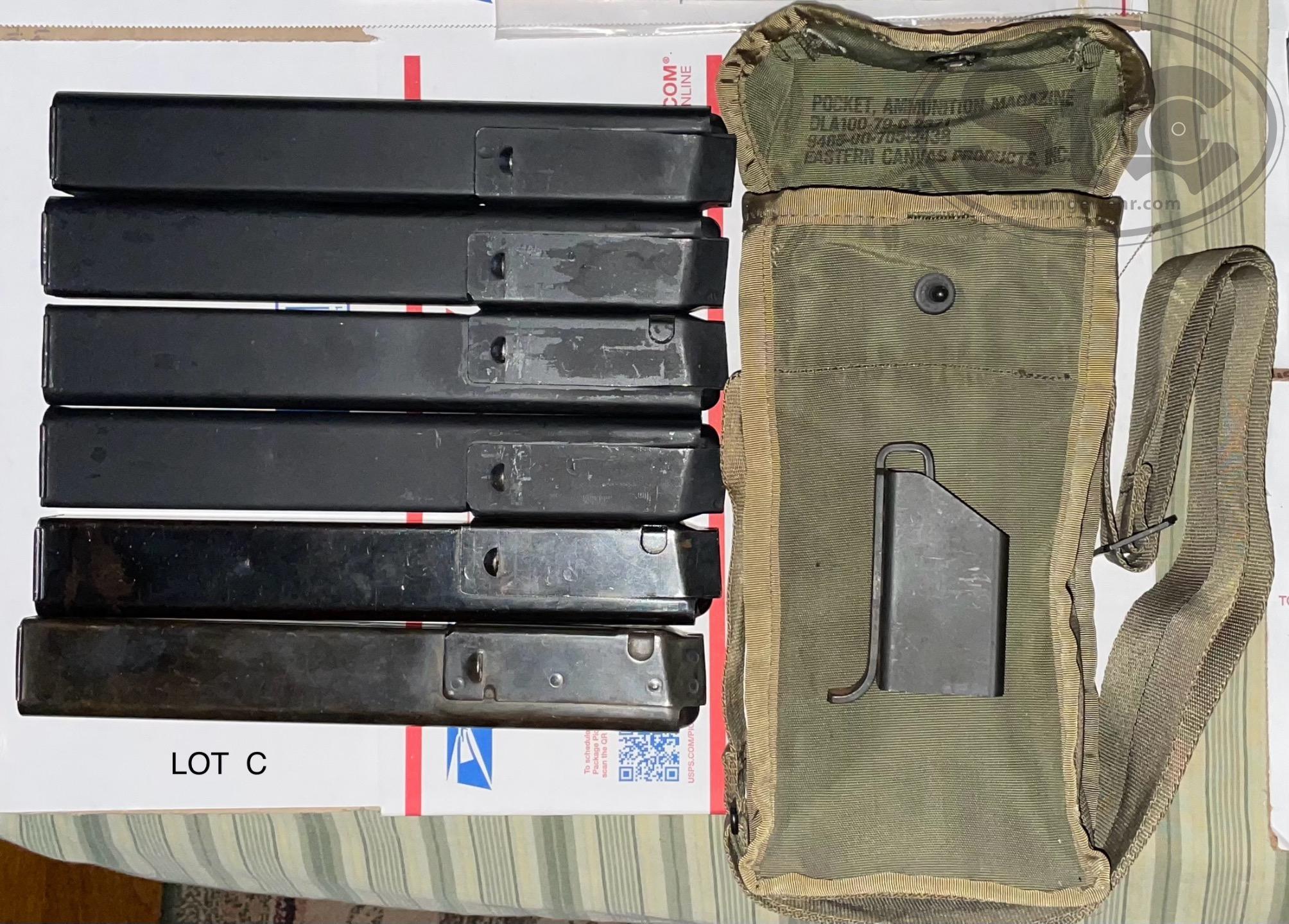 SOLD 12 MAC 10/45 magazines .. Scarce MAC Logo .. w/Mag Carry Cases ...