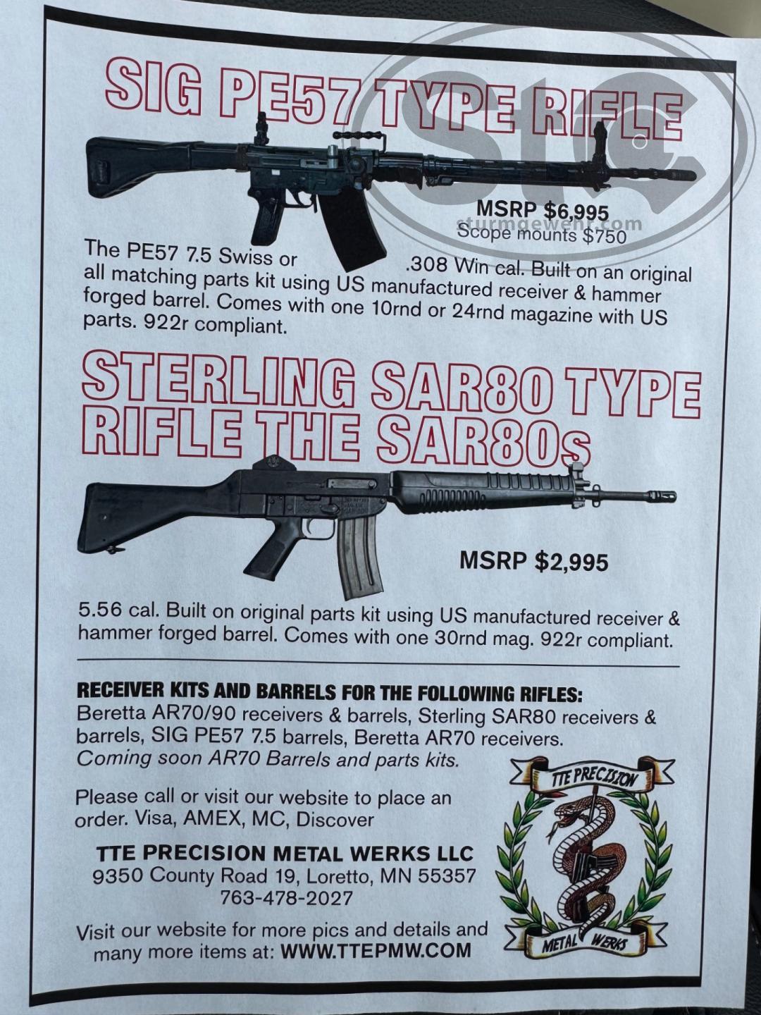 WTS Sig PE57 Receivers $5,300 & Barrels PE57 $900 - Parts and ...