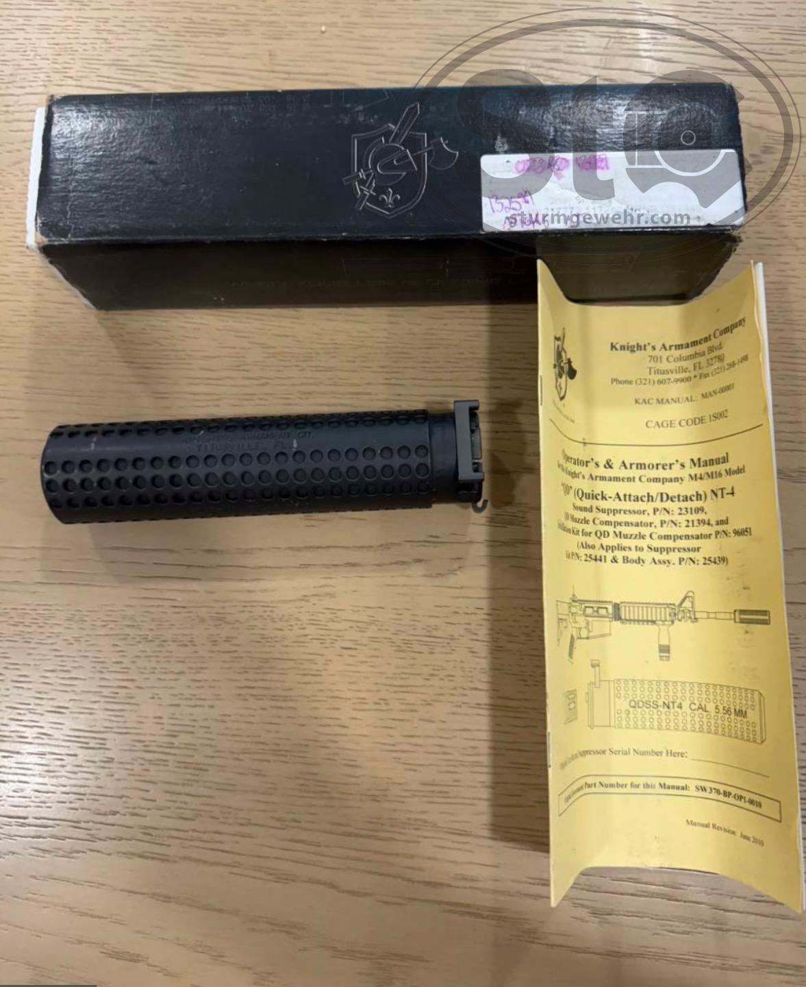 SOLD 2015 +/- Knights Armament QDSS-NT4 5.56 Rifle Suppressor 96062 ...