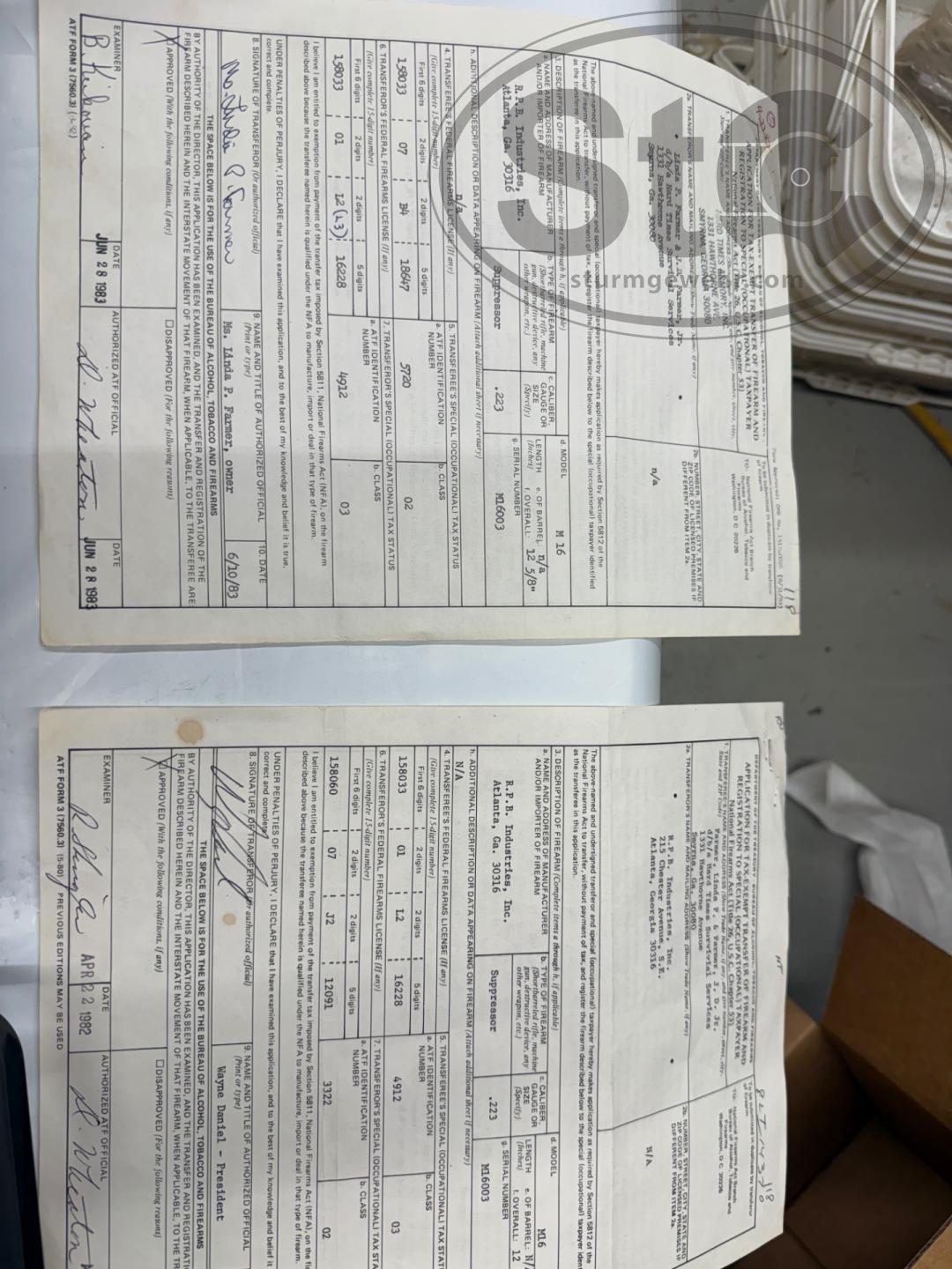 RPB Industries inc M16 serial #3 sionics suppressor and colt sp1 - NFA ...